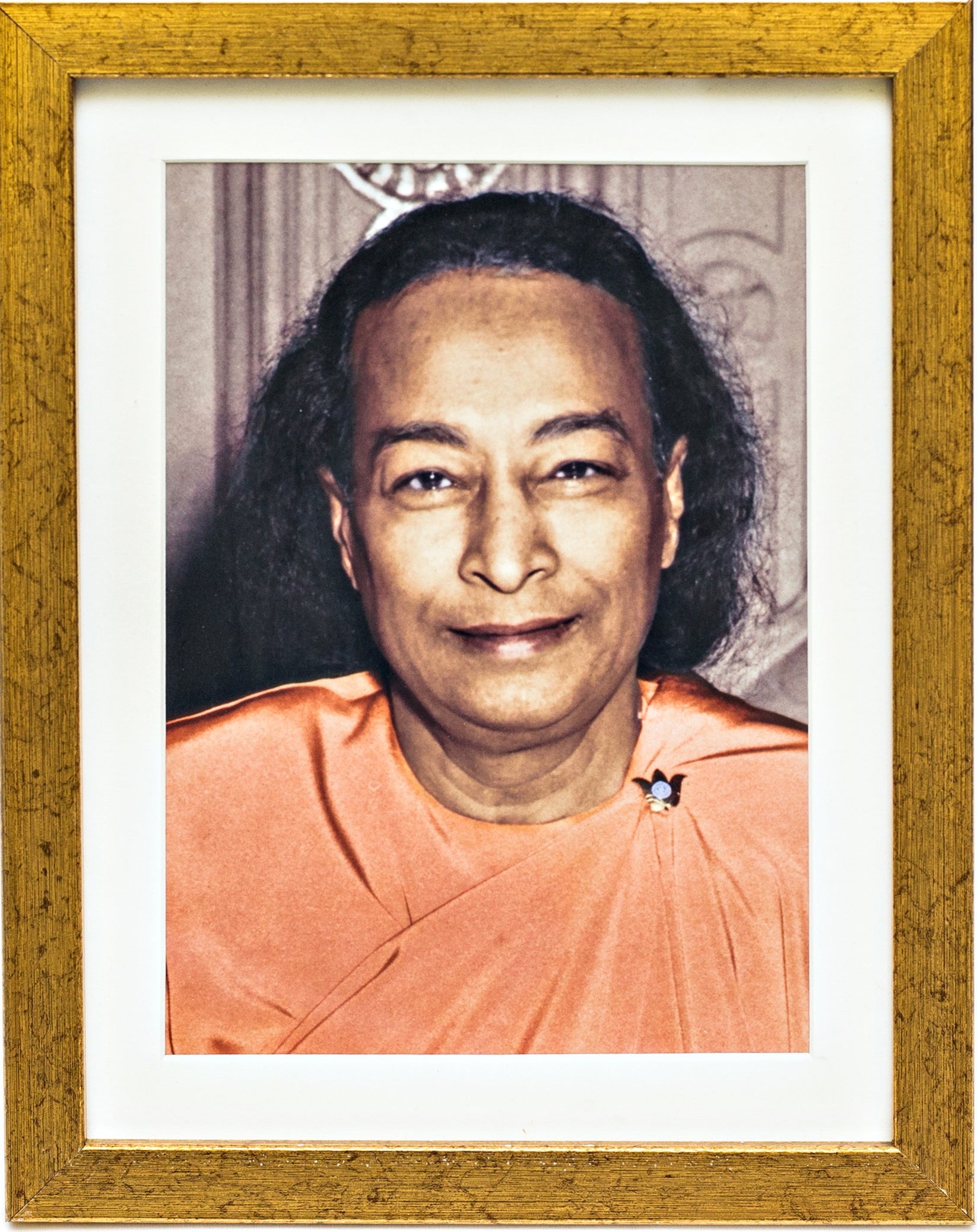 Paramhansa Yogananda Last Smile Gold Framed Colored Photo – Blissful Yogi